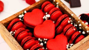 Chocolate Raspberry Macarons (Heart-Shaped) - The Floral Apron